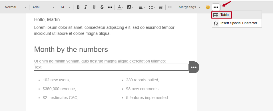 How to Add a Table to an Email | Support